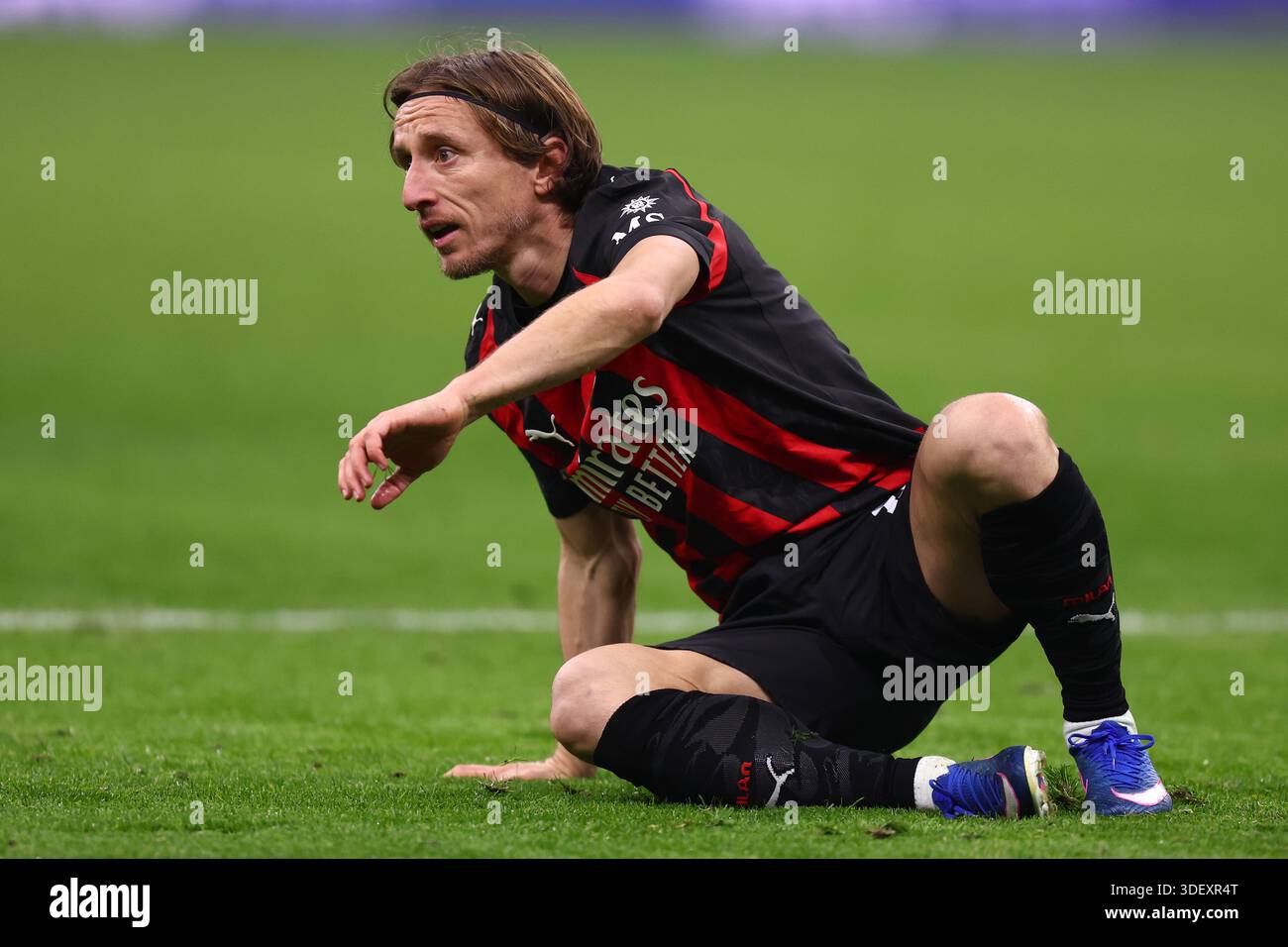 Luka Modric of Ac Milan lies on the ground during the Serie A match ...