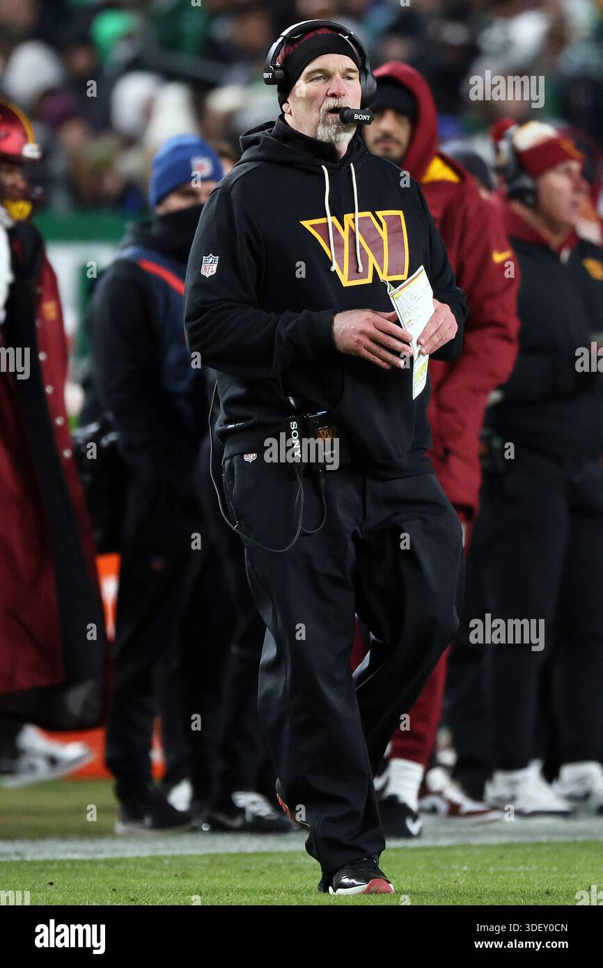 Washington Commanders head coach Dan Quinn looks on during an NFL ...