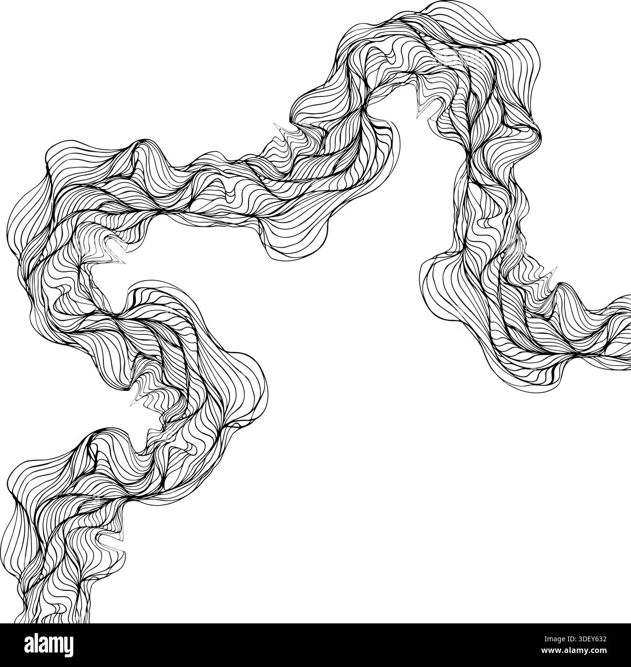 Single line path defined by rounded wave curvature and continuous ...