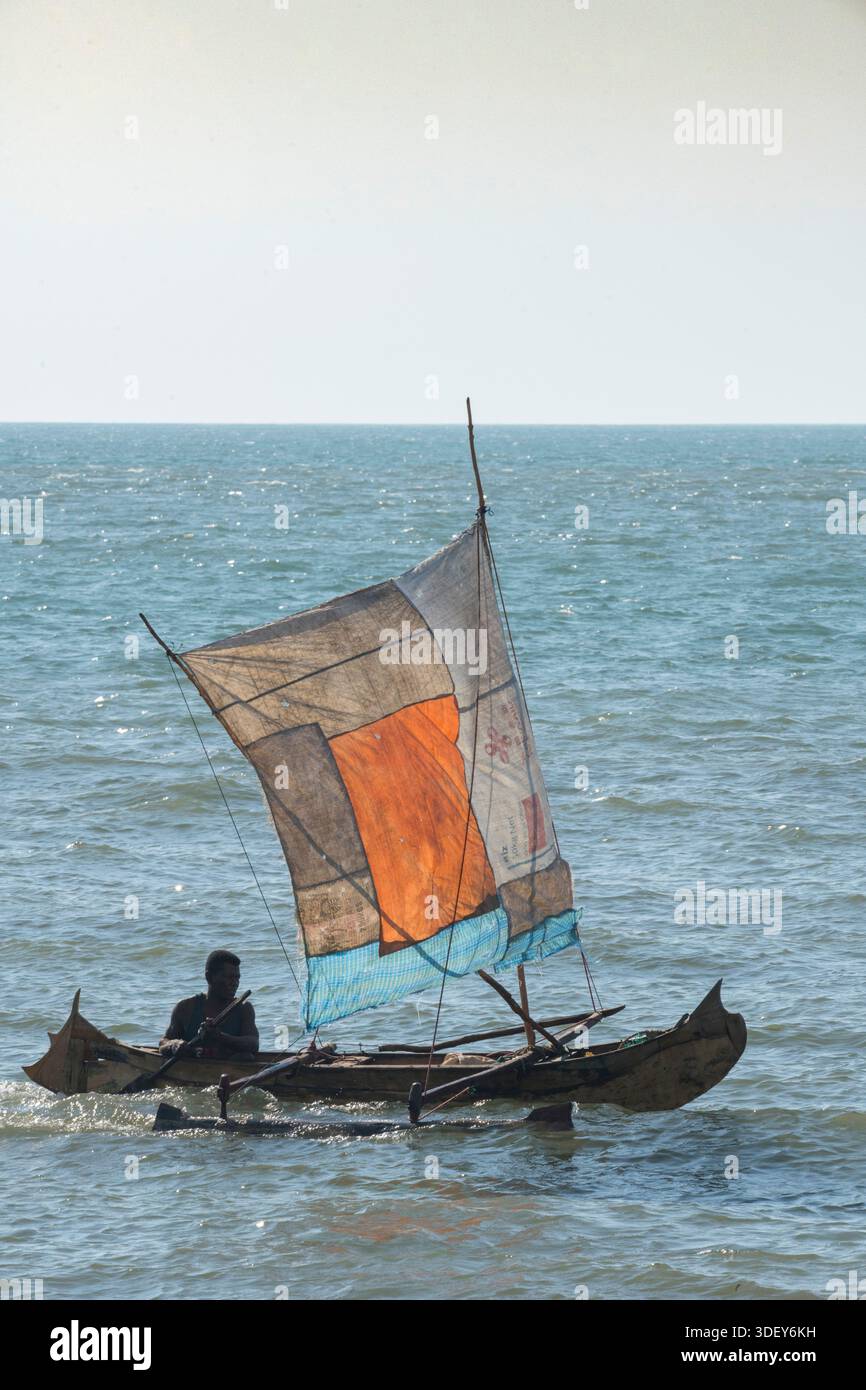 Pirogues with sails are a common sight off the coast of Morombe ...