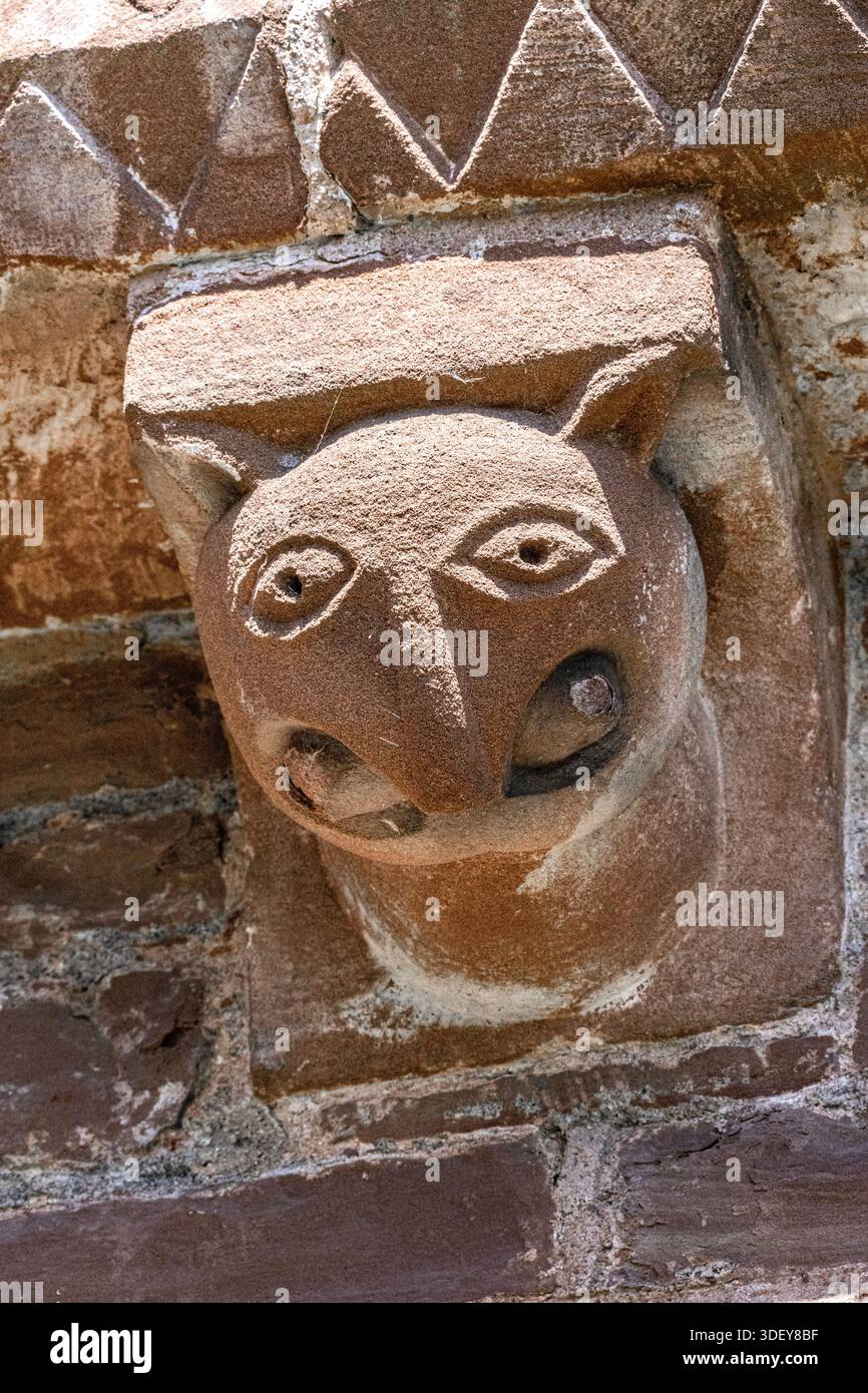 One of the extraordinary carved corbels on the Norman Romanesque church ...