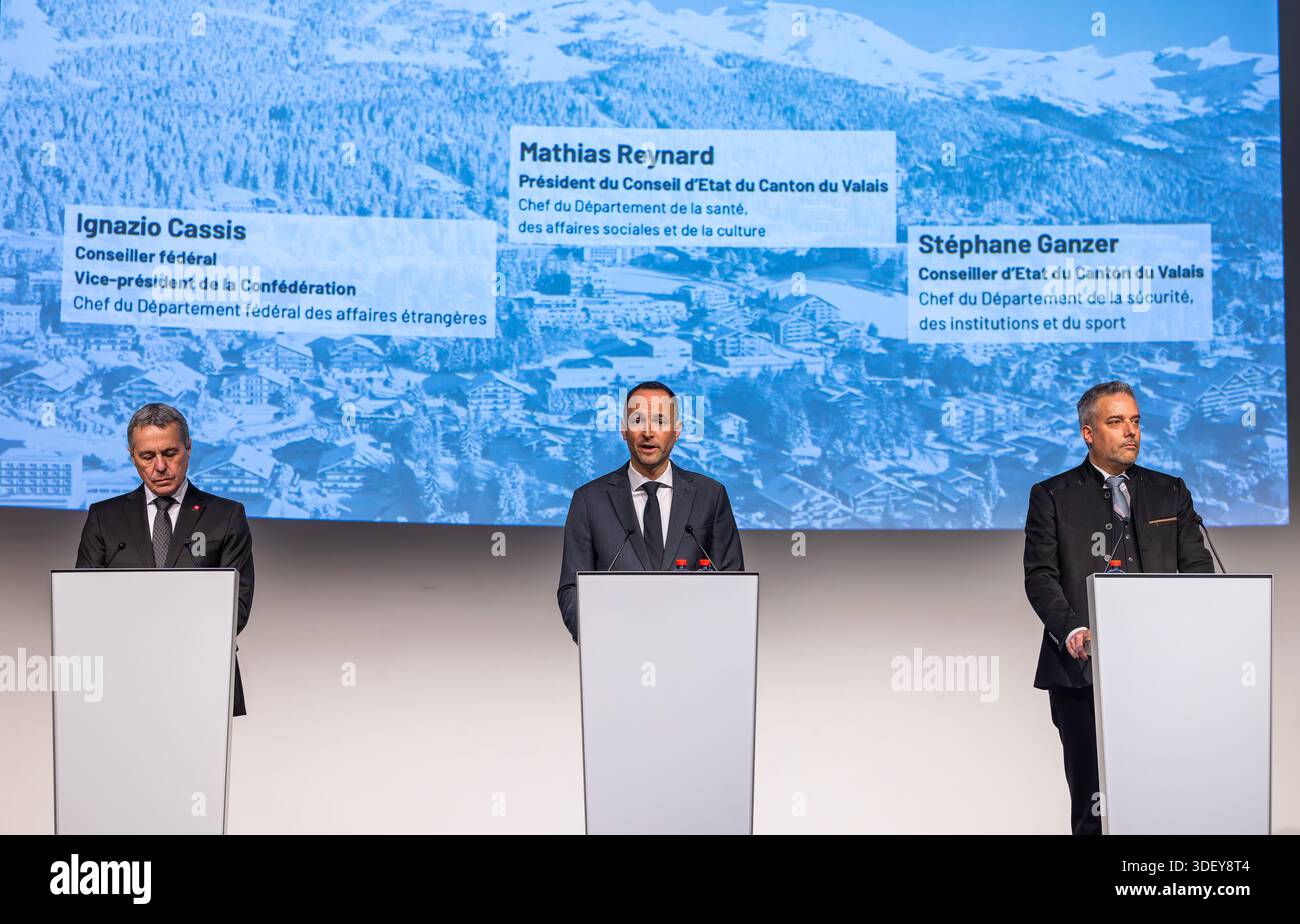 09 January 2026, Switzerland, Martigny: Ignazio Cassis (l-r, FDP ...