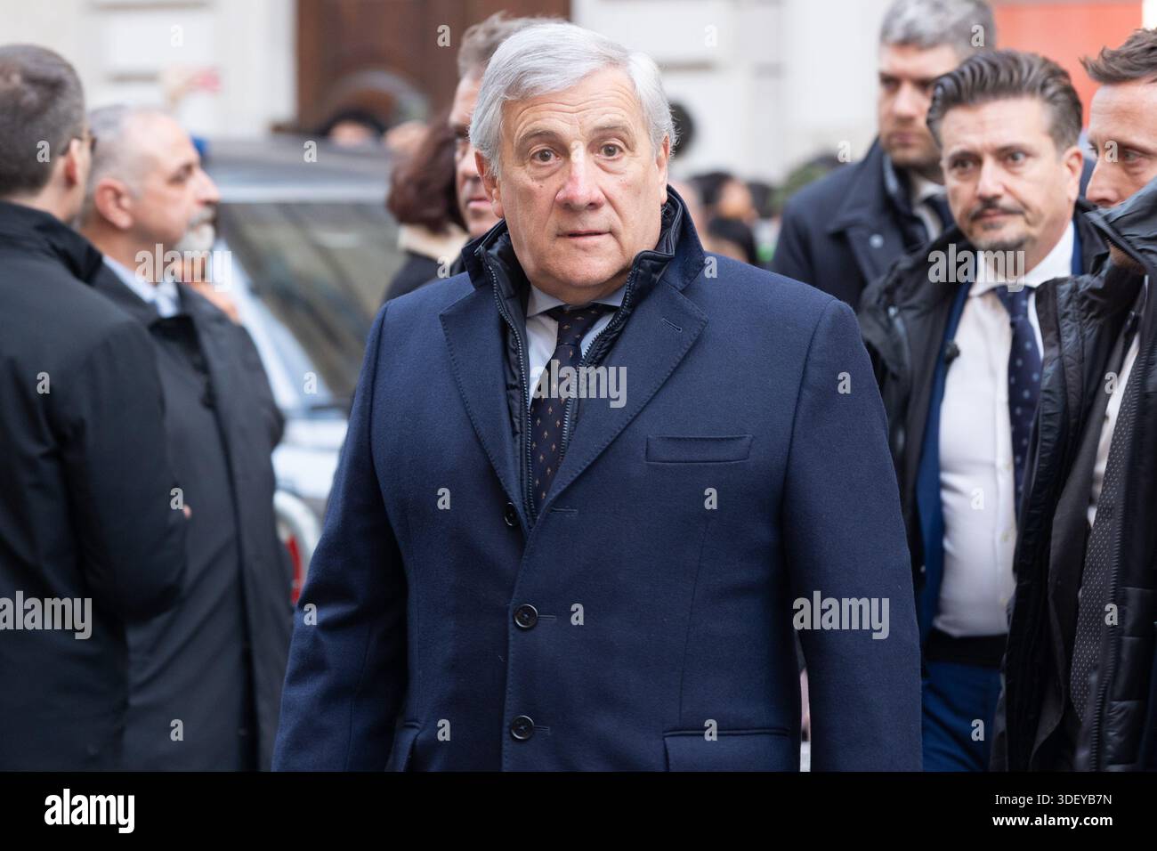 Rome, Italy. 09th Jan, 2026. Antonio Tajani in front of the Church of ...