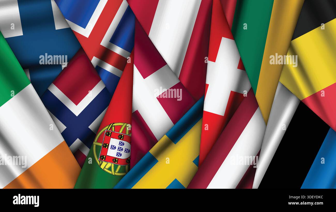 Set of Variant Flags Stacked on Top of Each Other Stock Vector Image ...