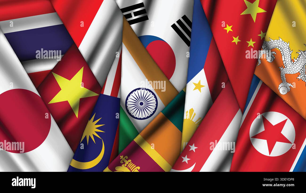 Set of Variant Flags Stacked on Top of Each Other Stock Vector Image ...
