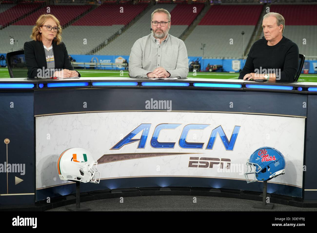 Andrea Adelson (left), David Hale (center) and Jimbo Fisher on the ACC ...