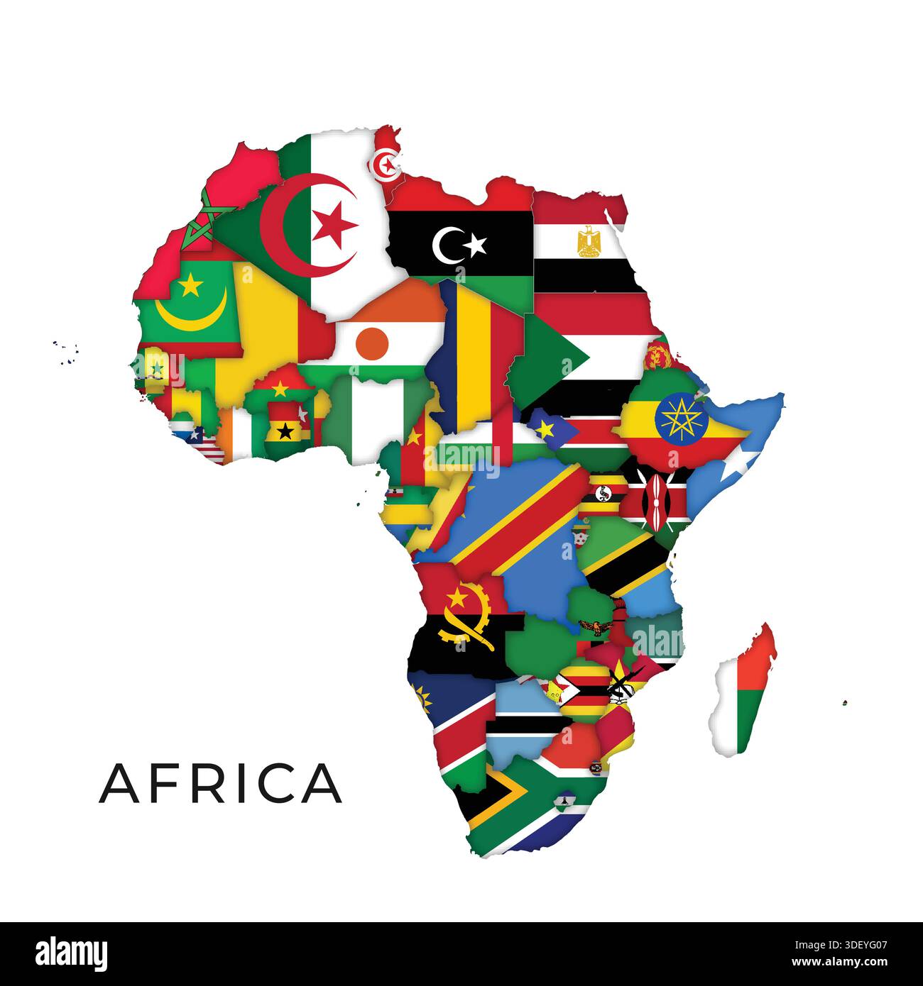 Africa Map Highlighting Flags of Each Country Stock Vector Image & Art ...