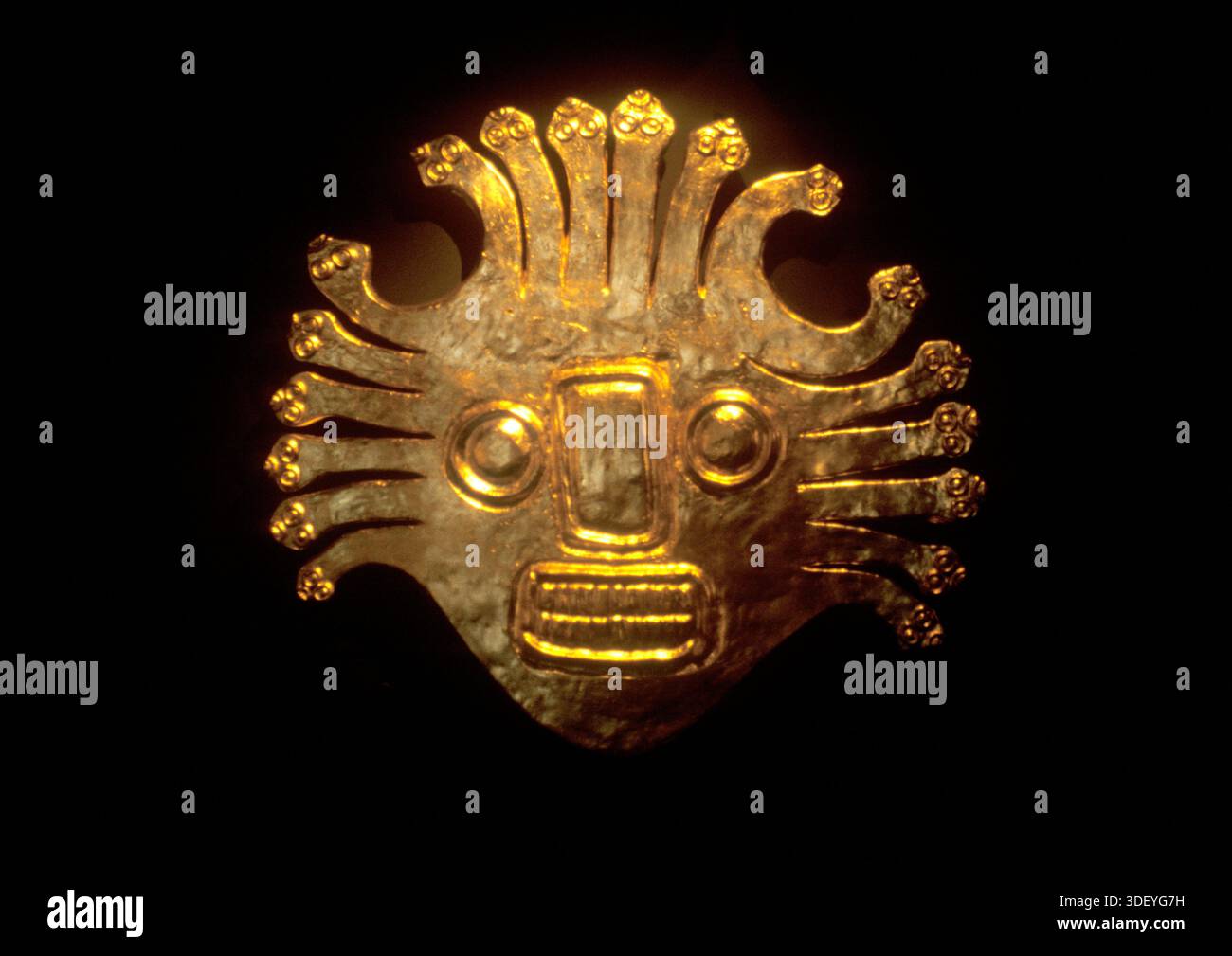 Golden mask at the National Museum of Lima, Peru, South America ...