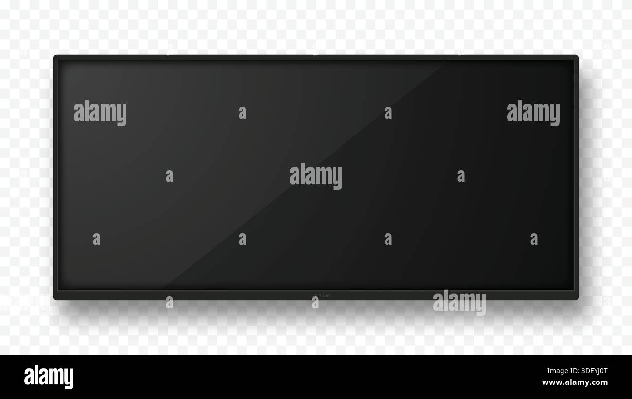 3D Empty Screen Monitor with Shadow Effect Isolated on White Background ...