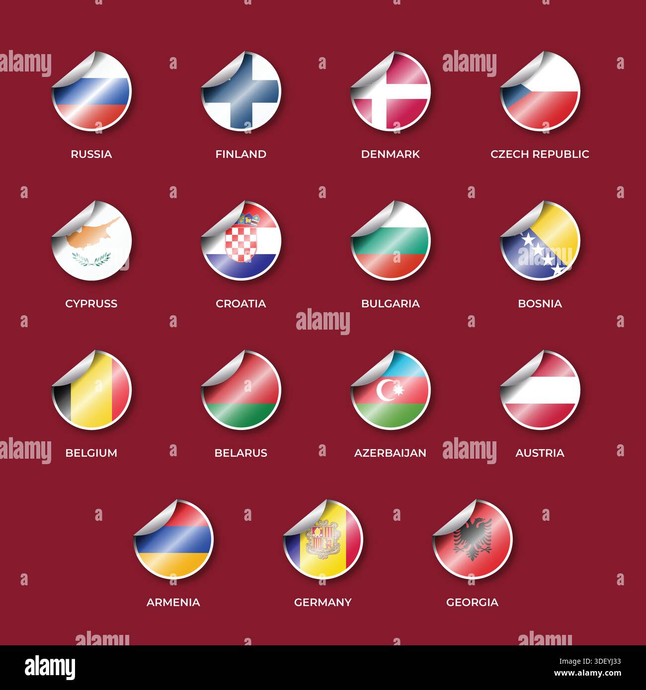 Set of National Flags with Stickers Shapes Stock Vector Image & Art - Alamy