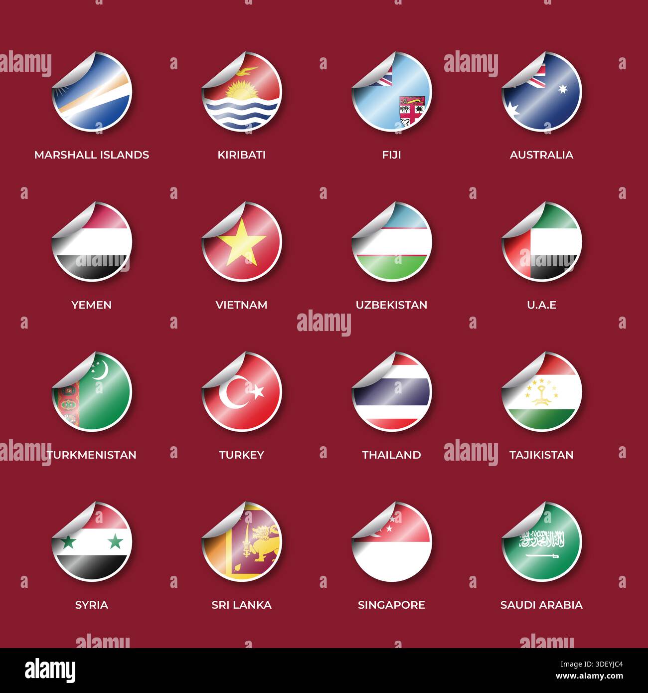 Set of National Flags with Stickers Shapes Stock Vector Image & Art - Alamy