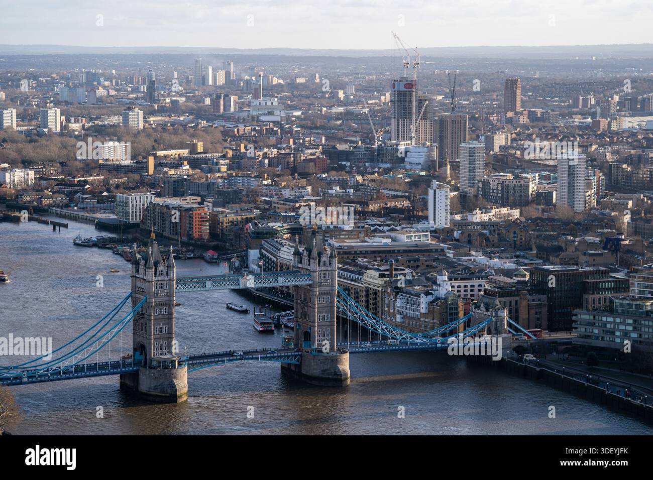 A general view of the river thames and Tower Bridge on January 7, 2026 ...