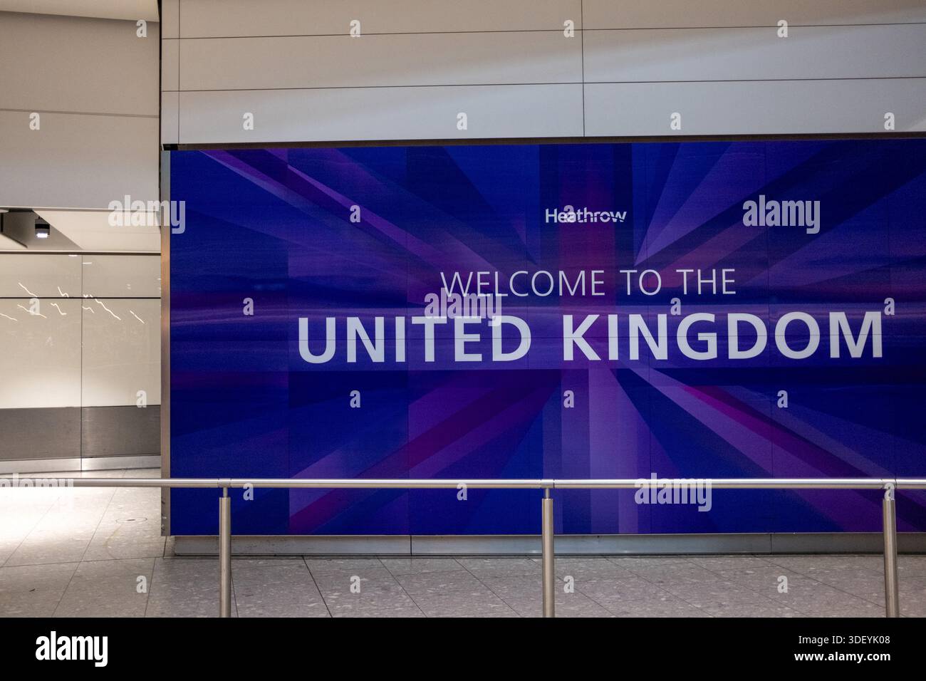 A sign saying Welcome to the United Kingdom at Heathrow Airport on ...