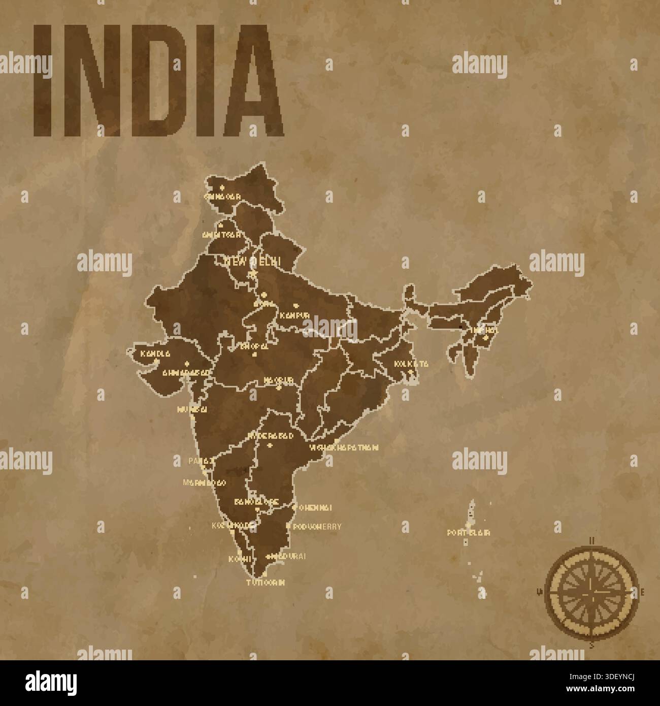 Map of india with cities and regions hi-res stock photography and ...