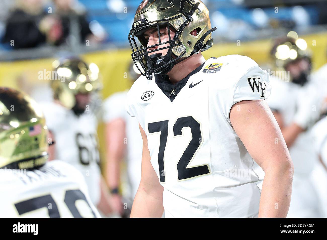 CHARLOTTE, NC - JANUARY 02: Wake Forest Demon Deacons offensive lineman ...