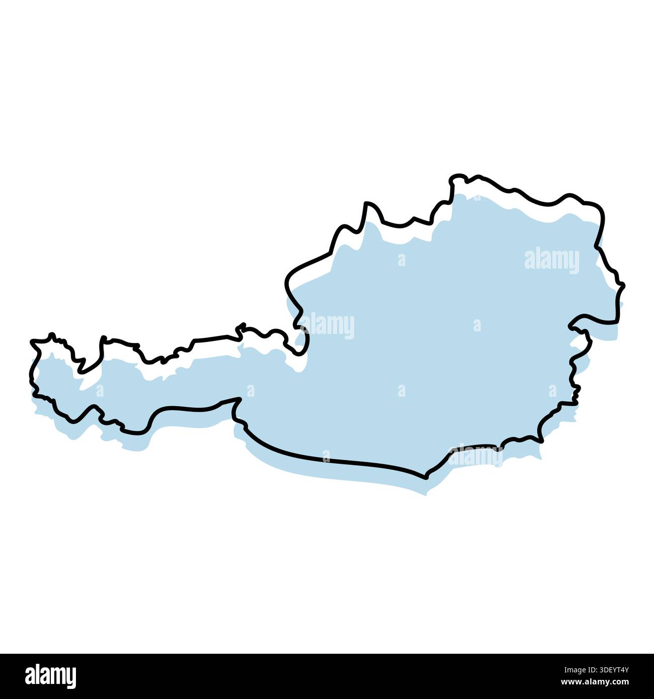 AUSTRIA Map with with body and Outline Isolated on white Background ...