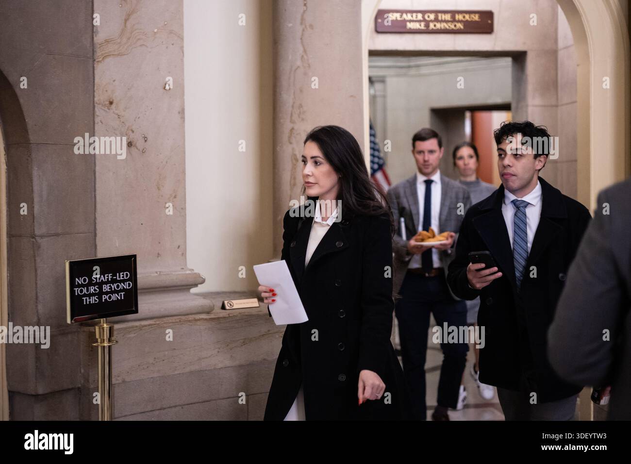 Rep. Anna Paulina Luna (R-Fla.) emerges from the office of the House ...
