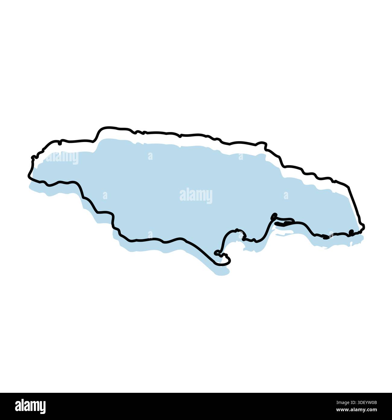 JAMAICA Map with with body and Outline Isolated on white Background ...