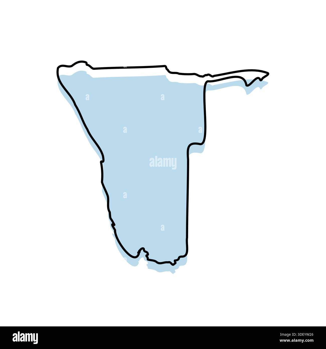 NAMIBIA Map with with body and Outline Isolated on white Background ...