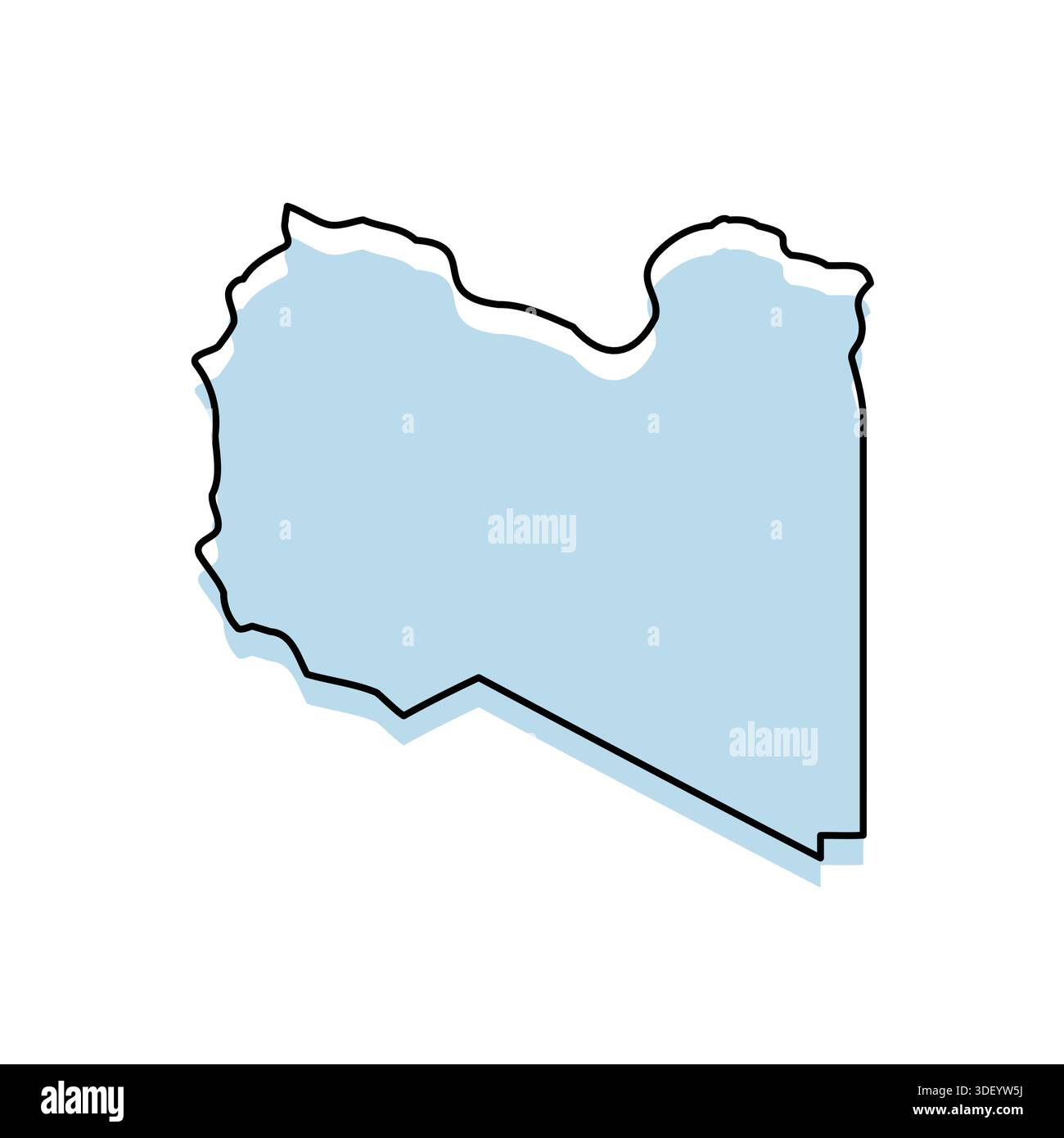 LIBYA Map with with body and Outline Isolated on white Background Stock ...