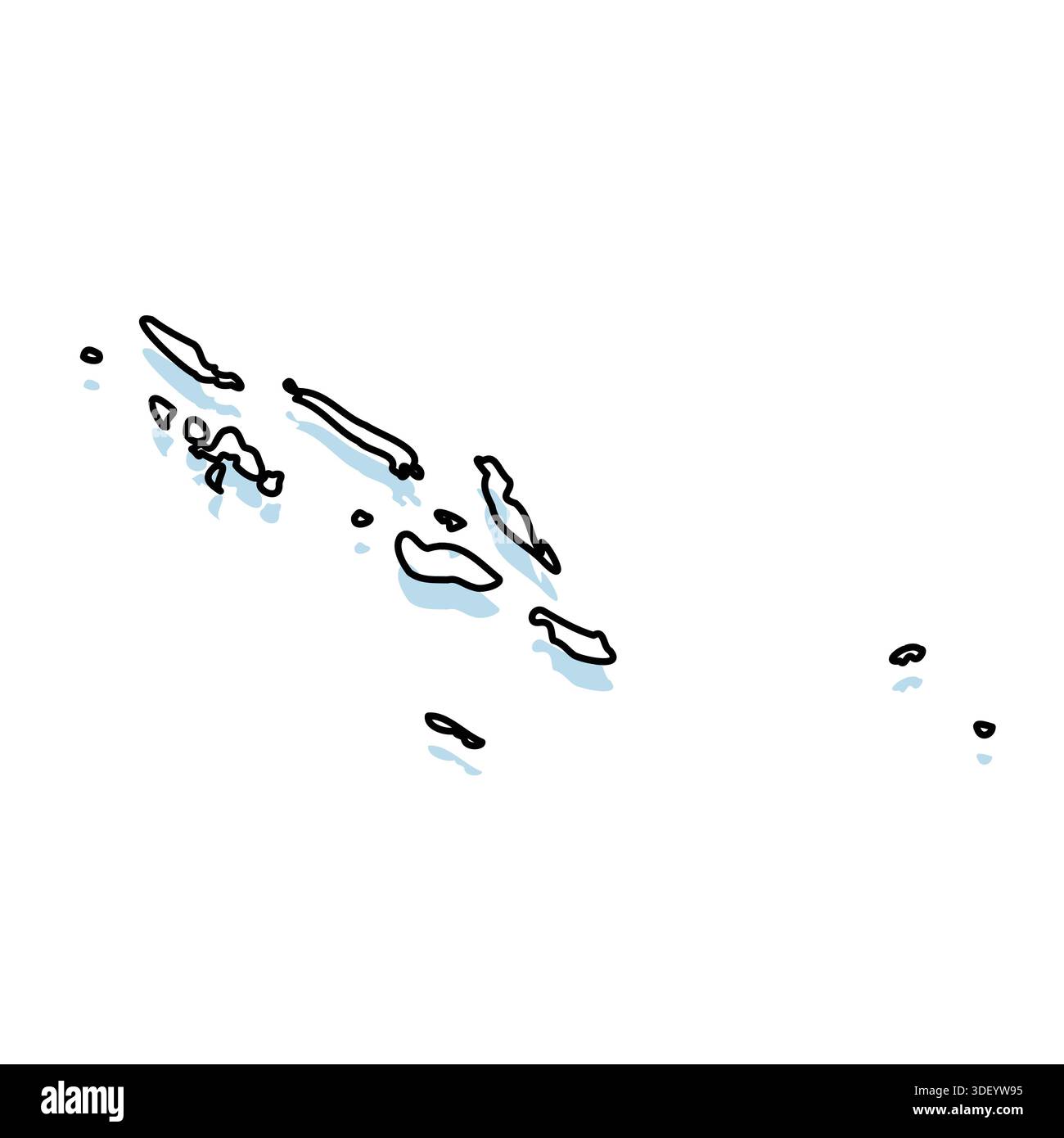 SOLOMON ISLANDS Map with with body and Outline Isolated on white ...