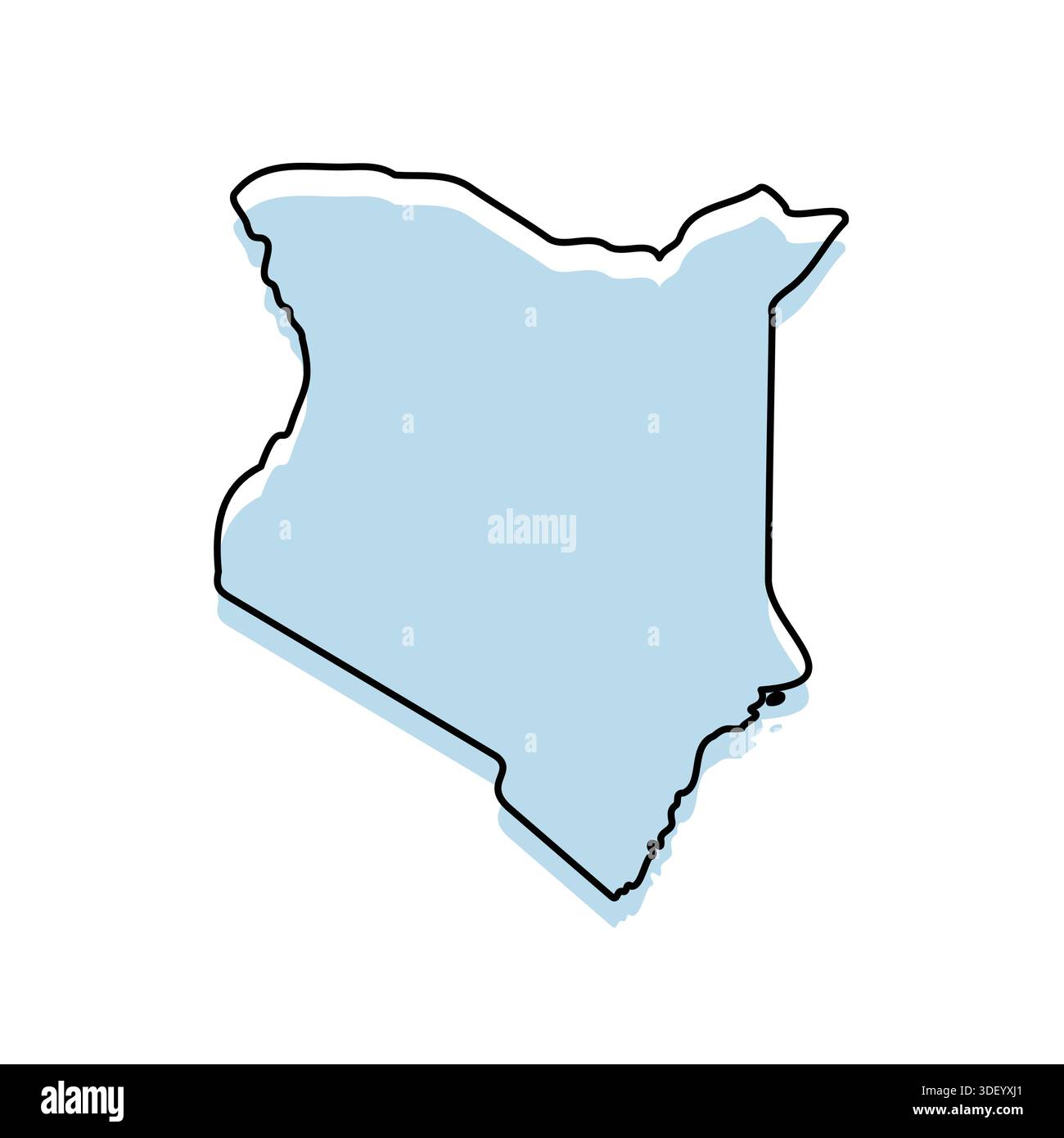 KENYA Map with with body and Outline Isolated on white Background Stock ...