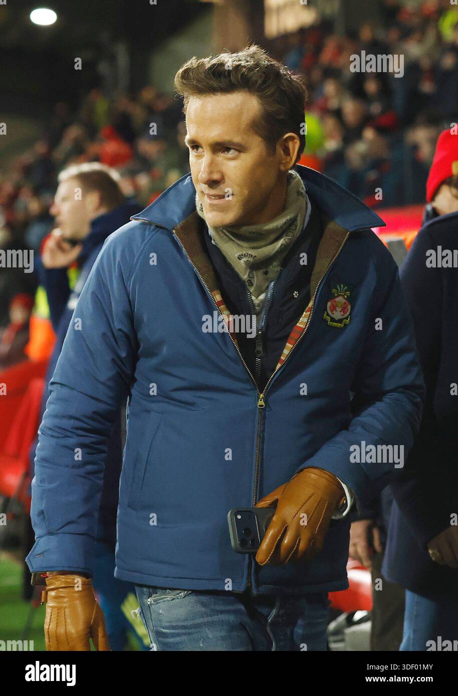 Wrexham, Wales, 9th January 2026. Wrexham Co-Owner Ryan Reynolds ...
