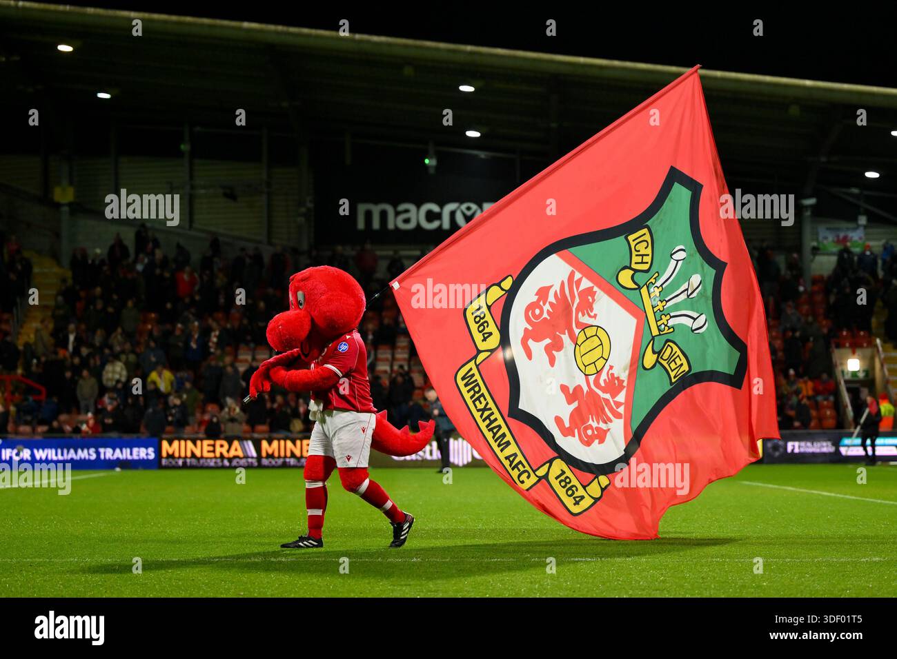 Wrexham mascot with Welsh flag during the Emirates FA Cup Third Round ...