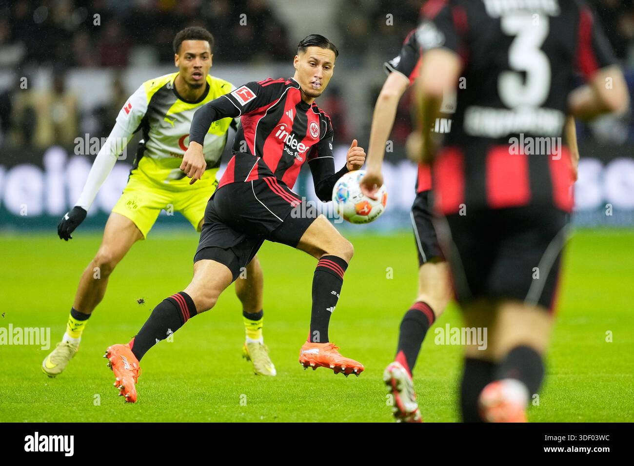 Frankfurt's Younes Ebnoutalib, centre, in action during the Bundesliga ...