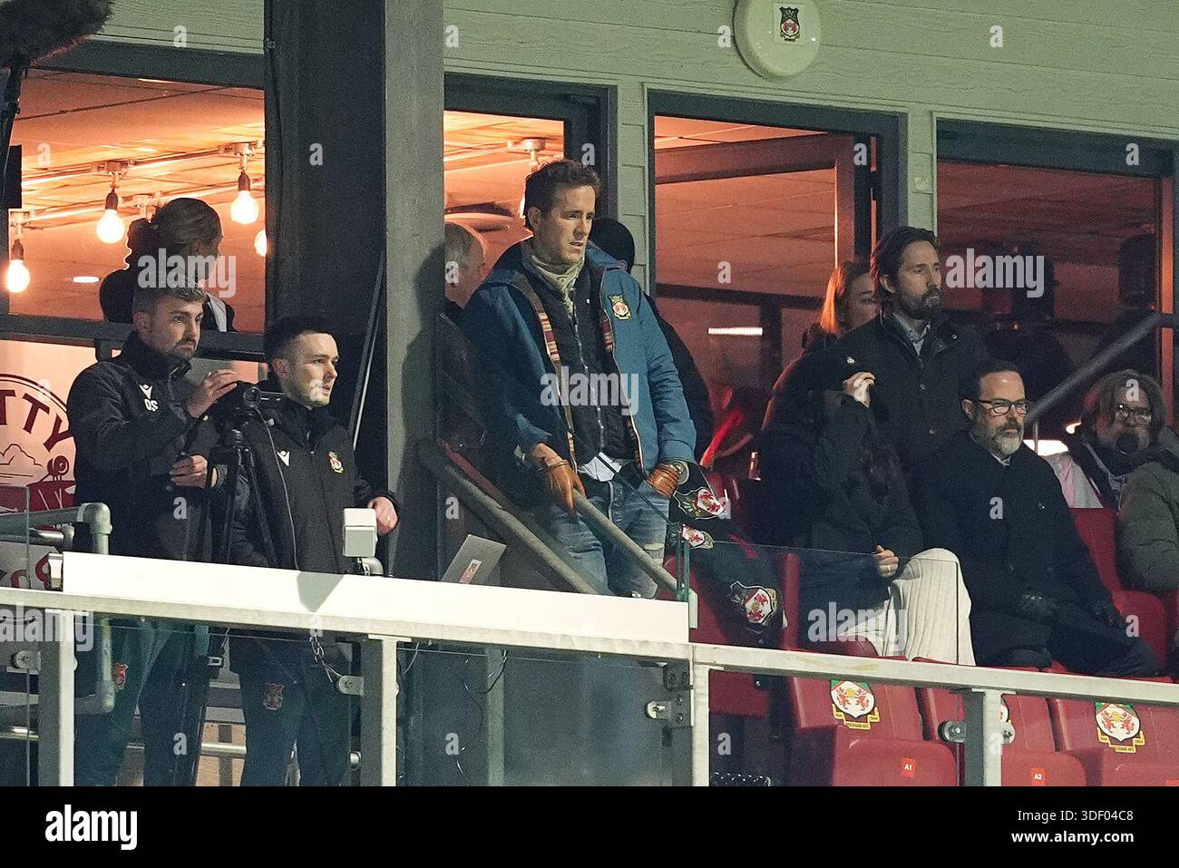 Wrexham co-owner Ryan Reynolds watches from the stands during the ...