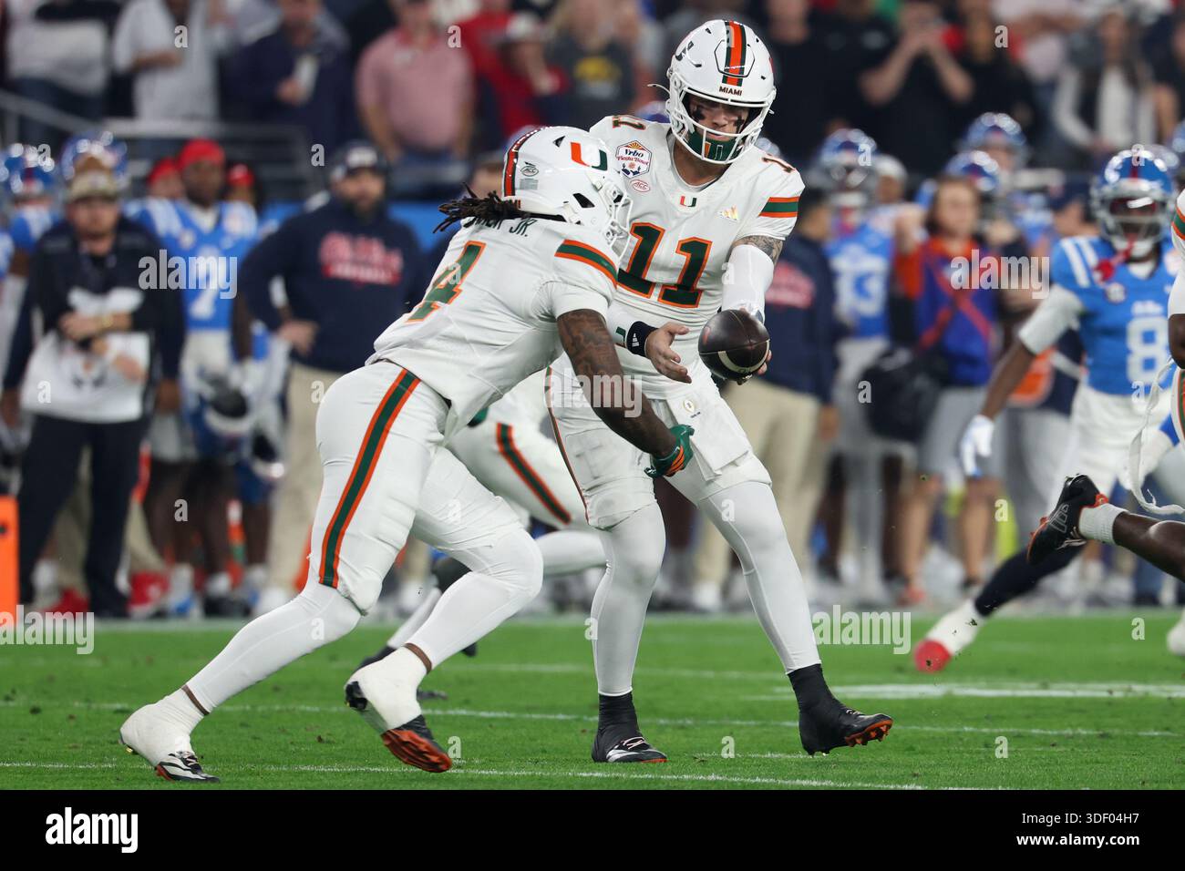 GLENDALE, AZ - JANUARY 08: QB Carson Beck #11 of the Miami Hurricanes ...