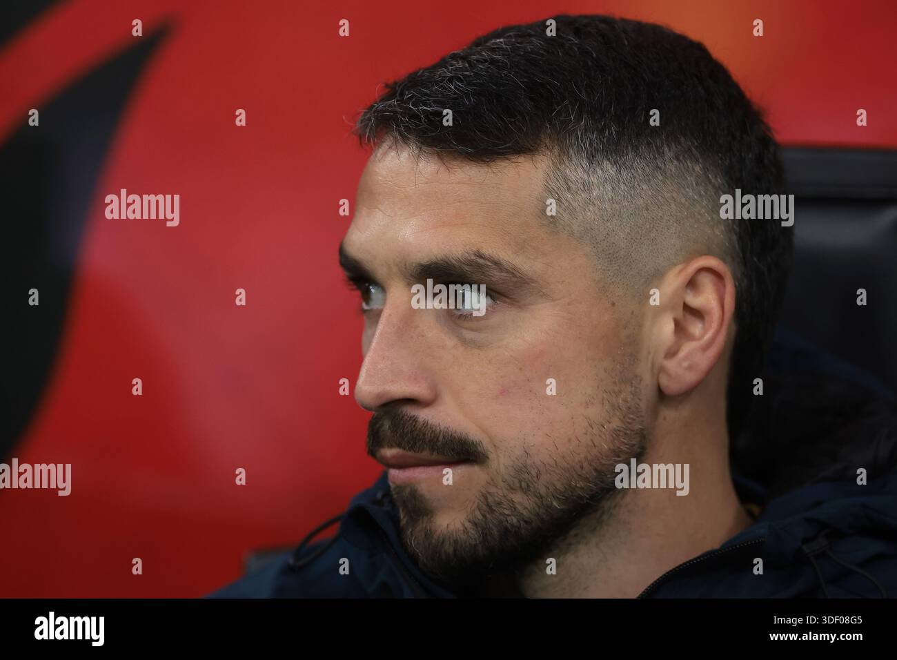 Milan, Italy, 8th January 2026. Nicolae Stanciu of Genoa CFC looks on from the bench prior to ...