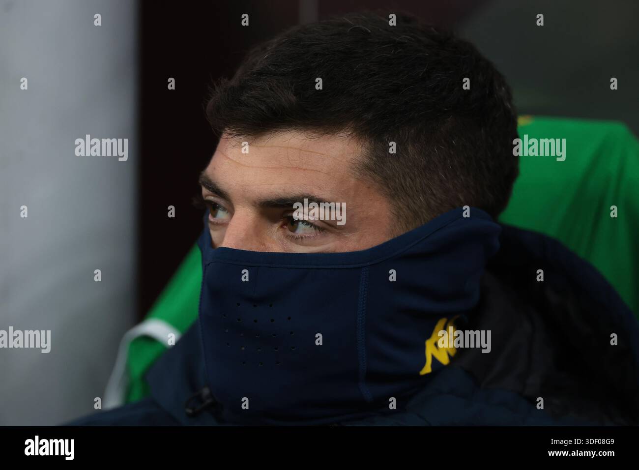 Milan, Italy, 8th January 2026. Stefano Sabelli of Genoa CFC looks on from the bench prior to ...