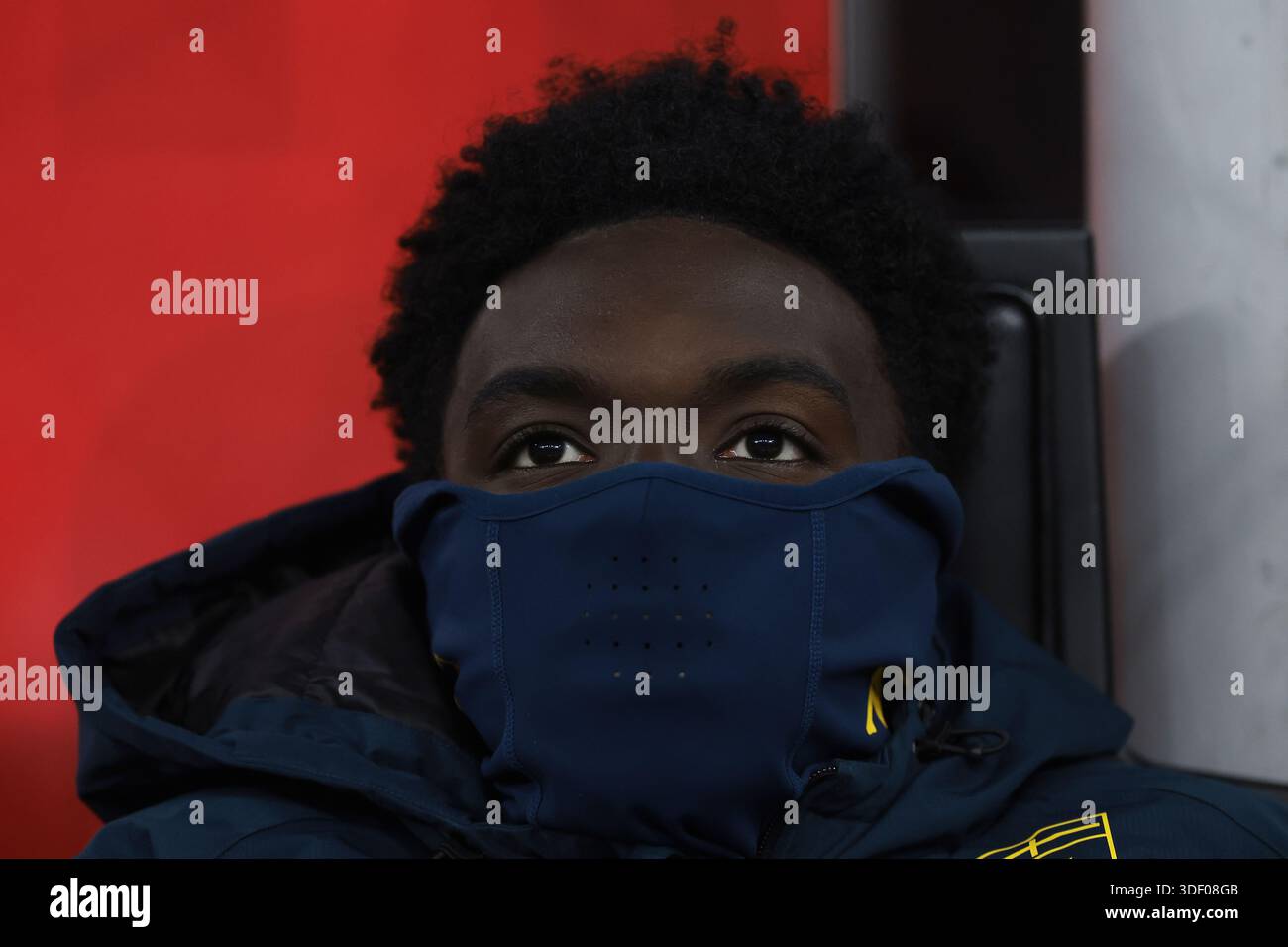 Milan, Italy, 8th January 2026. Jeff Ekhator of Genoa CFC looks on from the bench prior to kick ...