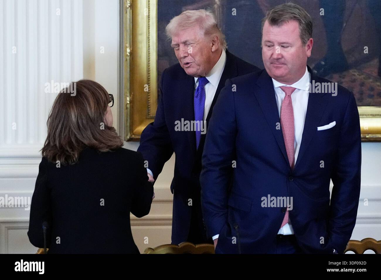 President Donald Trump speaks with Chairman, President and Chief ...