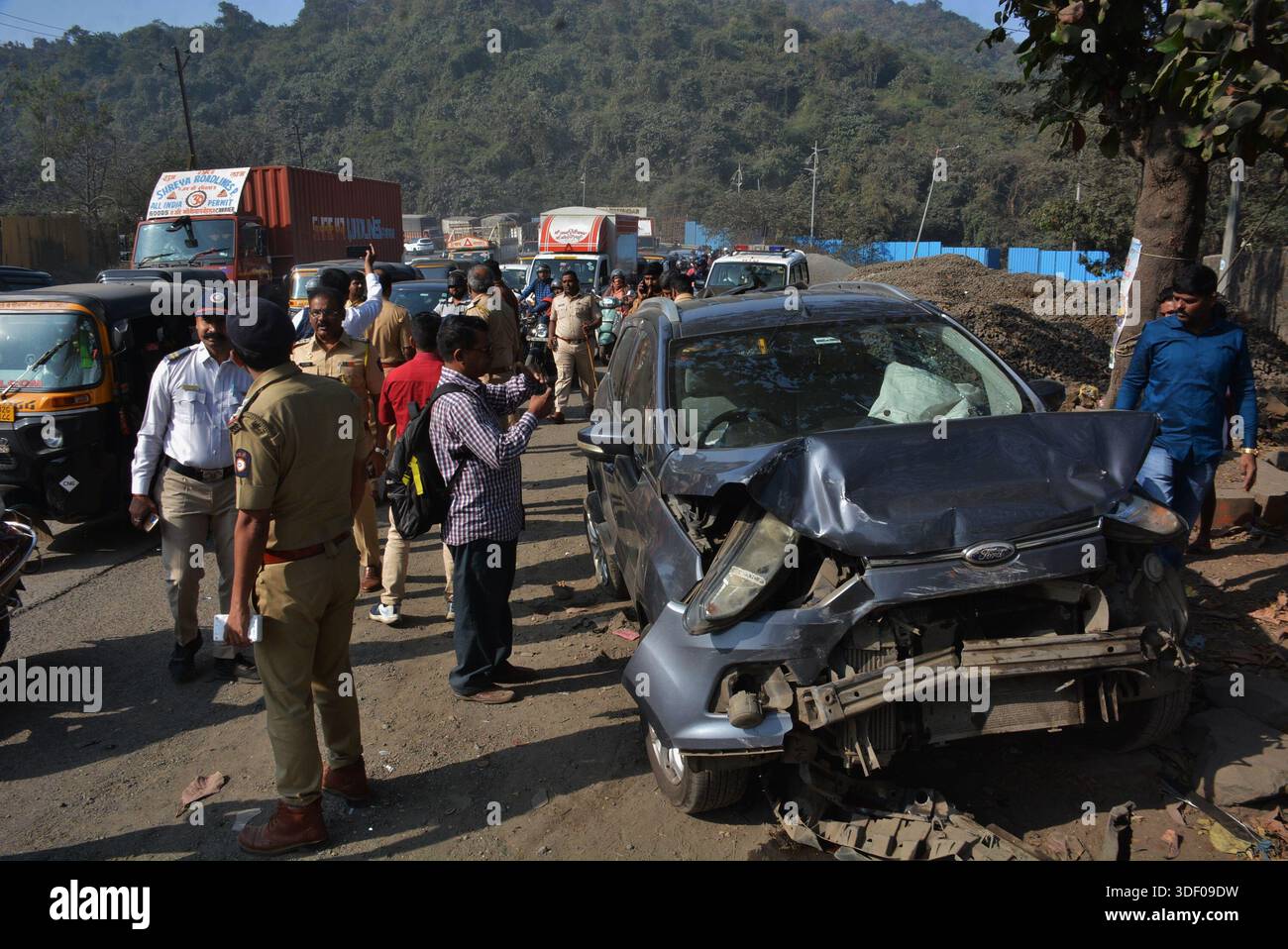 MUMBAI, INDIA - JANUARY 9: A collision involving 12 vehicles occurred ...