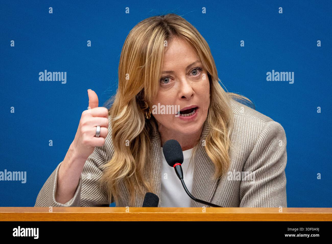 Italian Prime Minister Giorgia Meloni attends the annual press ...