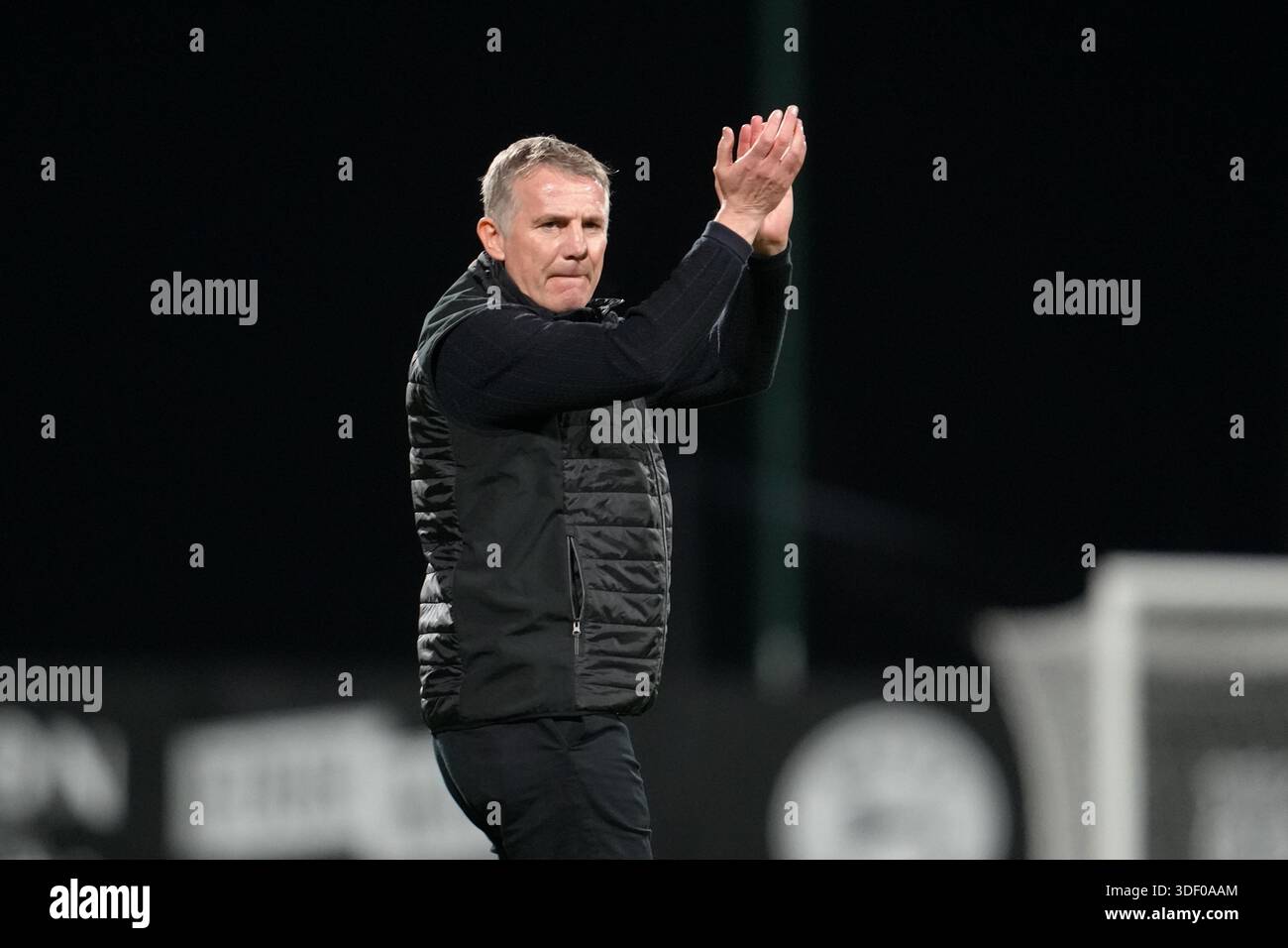Wrexham's head coach Phil Parkinson applauds to supporters prior to the ...