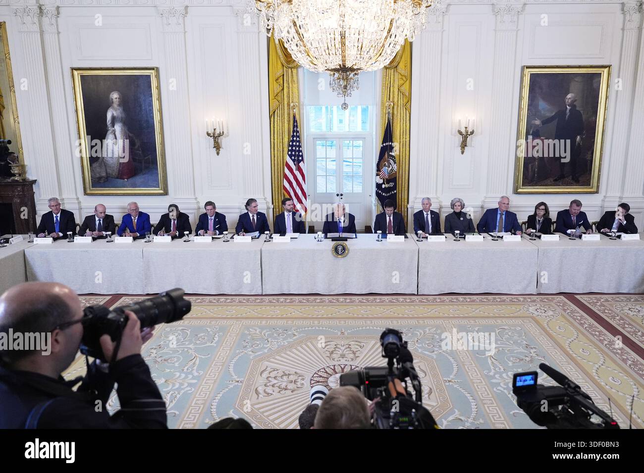 President Donald Trump speaks during a meeting with oil executives in ...