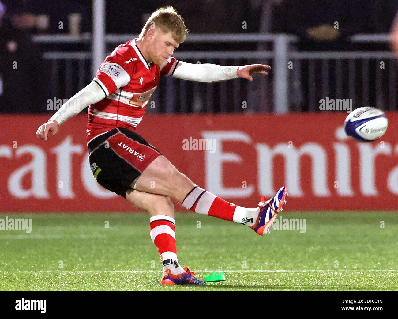 Gloucester's George Barton scores a conversion during the Investec ...