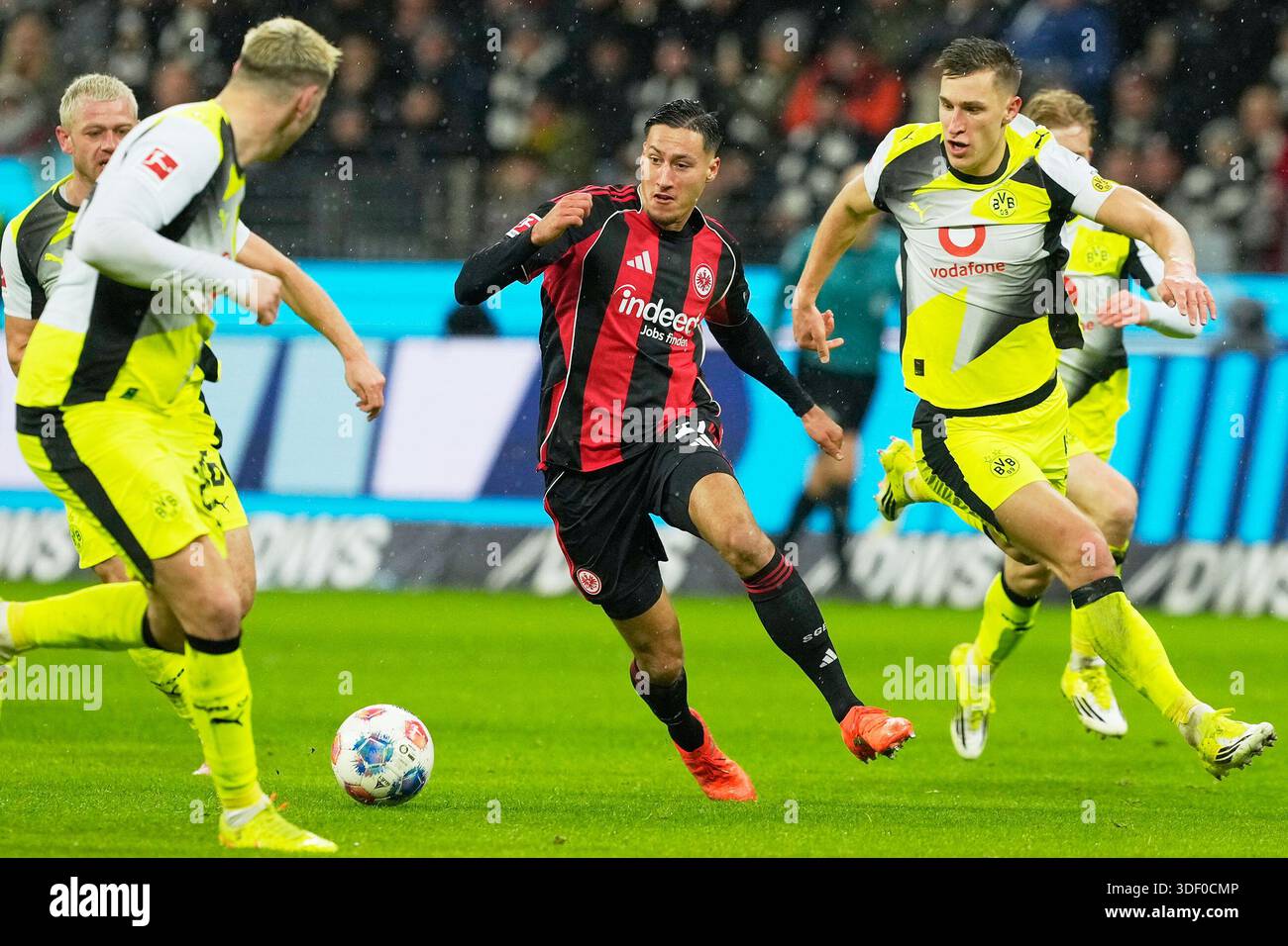 Frankfurt's Younes Ebnoutalib, centre, in action during the Bundesliga ...