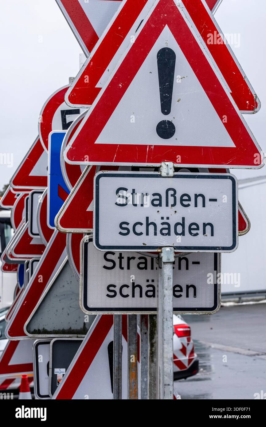 Storage facility for traffic signs in the yard of a road maintenance ...