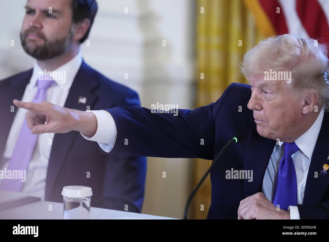 President Donald Trump chooses a reporter to ask a question during a ...