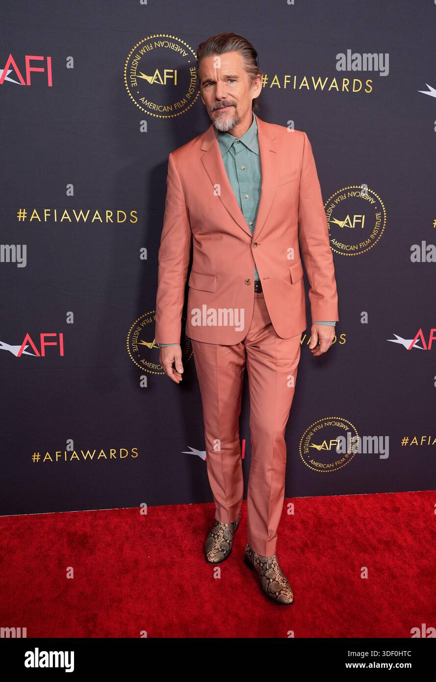 Actor Ethan Hawke arrives at the AFI Awards on Friday, Jan. 9, 2026, at ...