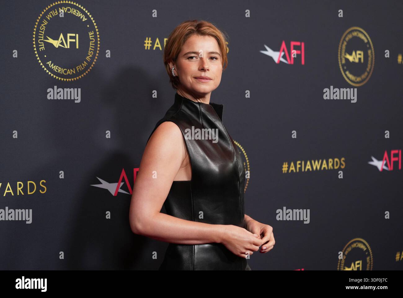 Actor Jessie Buckley arrives at the AFI Awards on Friday, Jan. 9, 2026 ...