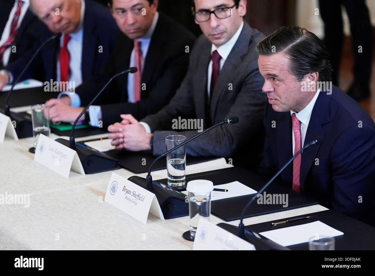 Bryan Sheffield, founder of Parsley Energy, far right, speaks during a ...