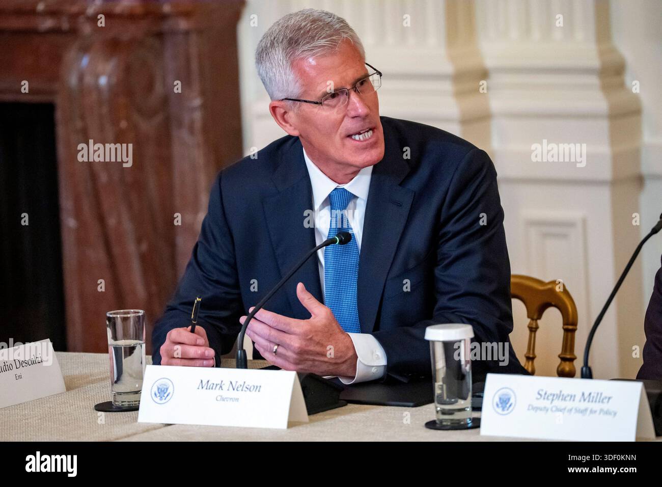 Vice Chairman of Chevron Mark Nelson speaks during a meeting with ...