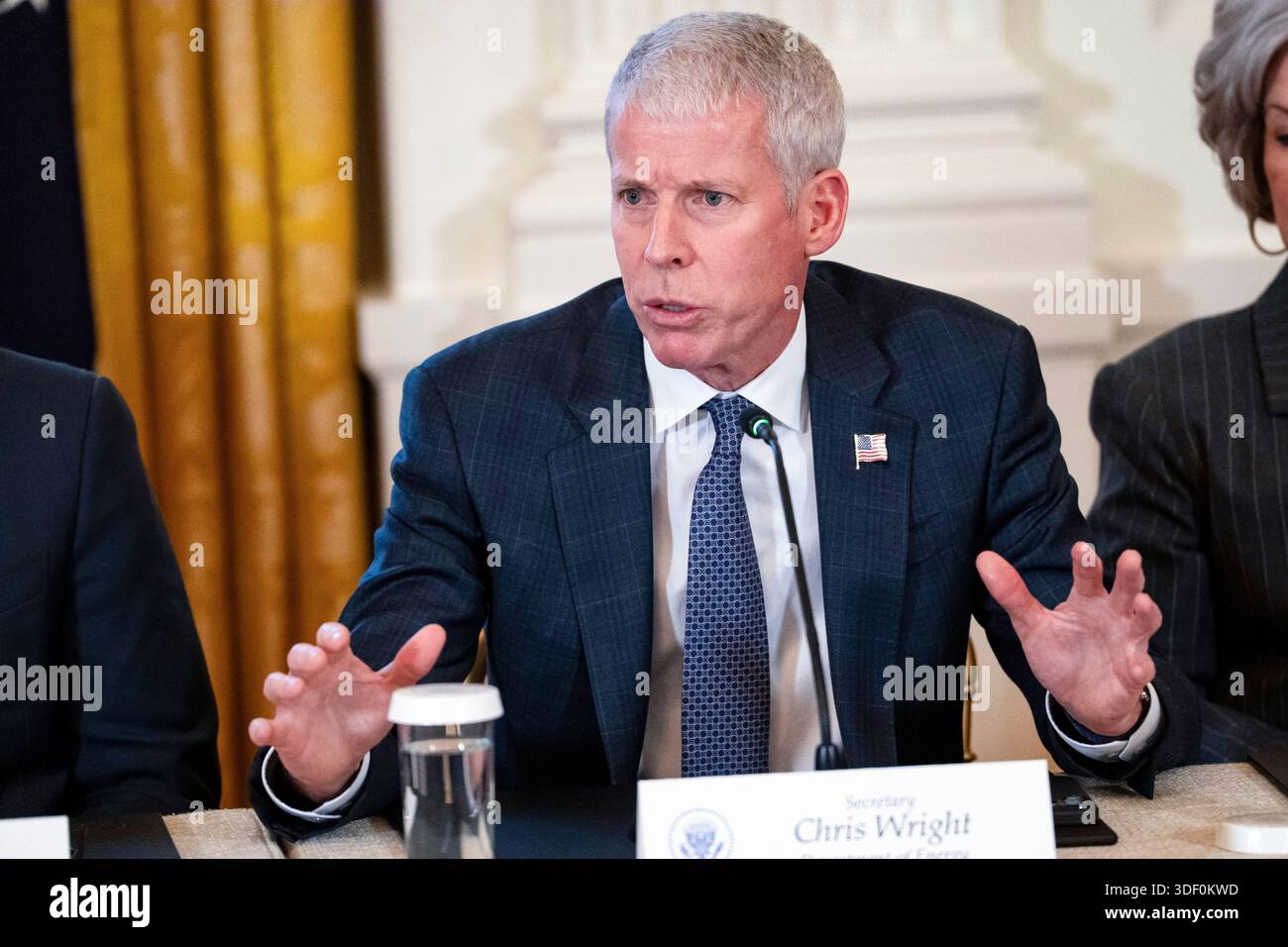 Energy Secretary Christopher Wright speaks during a meeting with ...