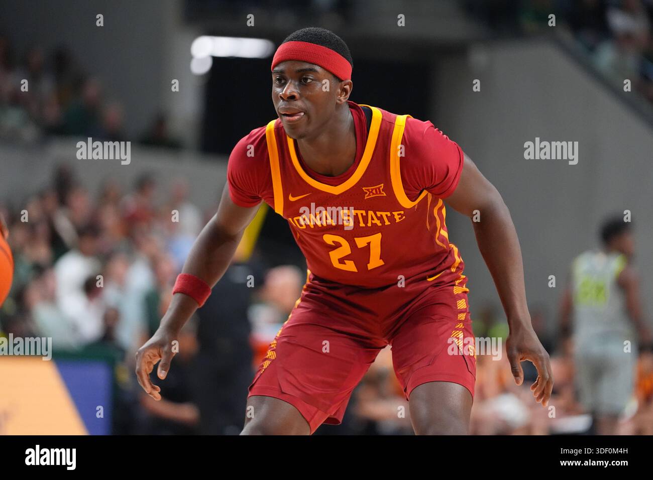 Iowa State guard Killyan Toure (27) defends during the first half of an ...