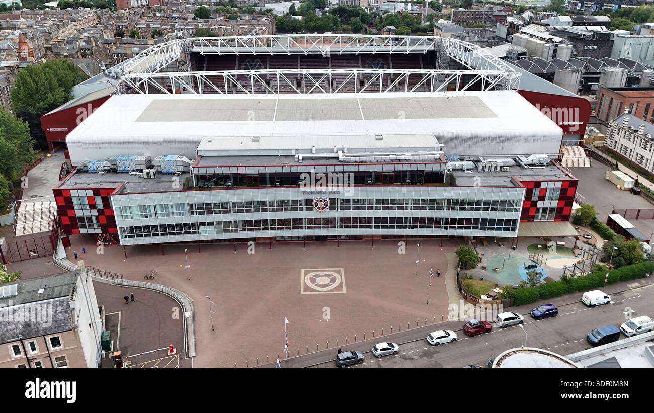 Aerial view of Tynecastle Park, home stadium of Heart of Midlothian ...